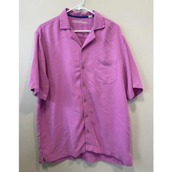 Caribbean Joe | Shirts | Caribbean Joe Mens Button Down Modal Pink Palm ...